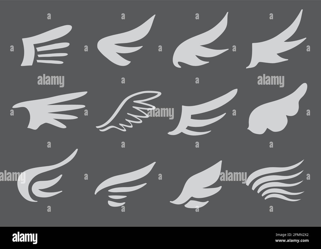 Multiple designs of isolated wing logo in monochromatic grey Stock ...