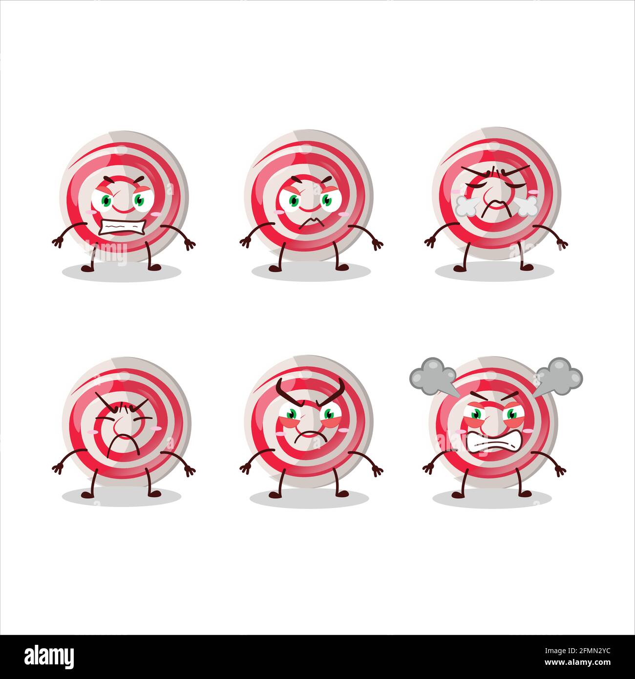 Spiral white candy cartoon character with various angry expressions ...