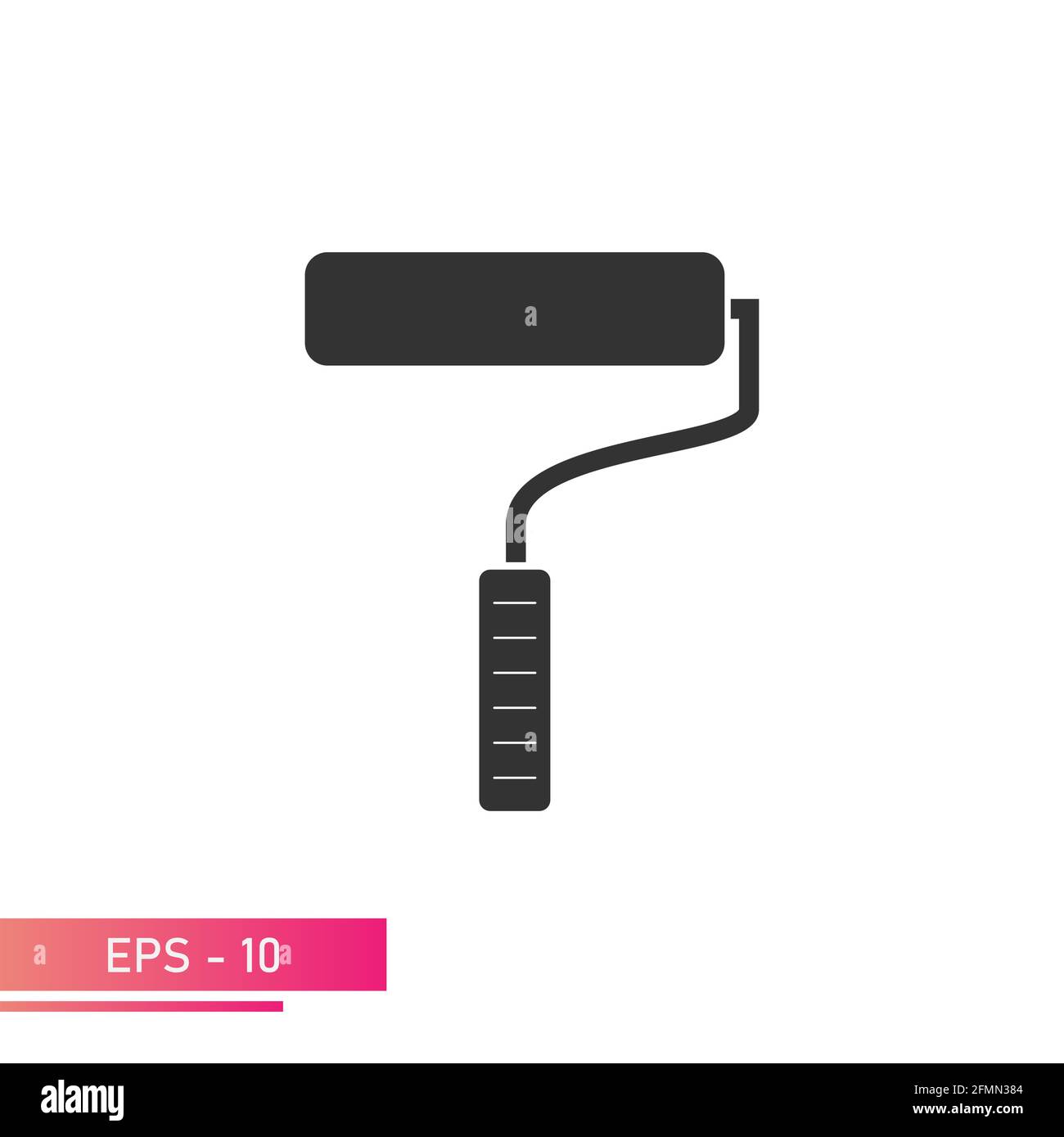 Paint roller, icon. Solid design. On a white background. Tools for ...