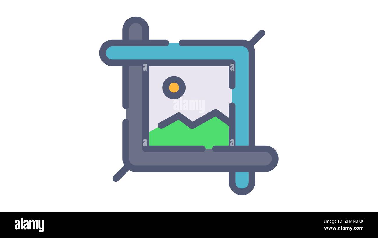 crop edit resize single isolated icon with flat dash or dashed style vector illustration Stock ...