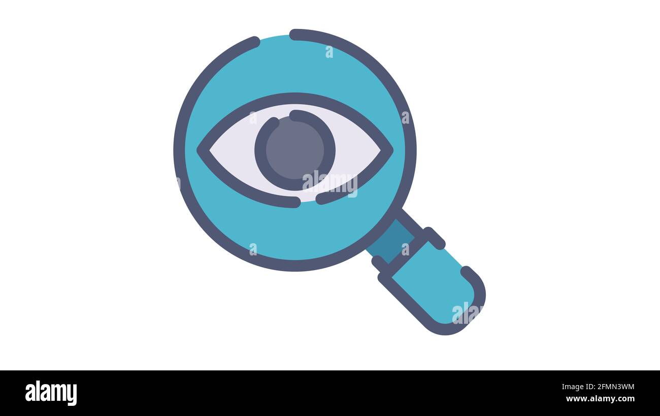 find searching eye single isolated icon with flat dash or dashed style ...