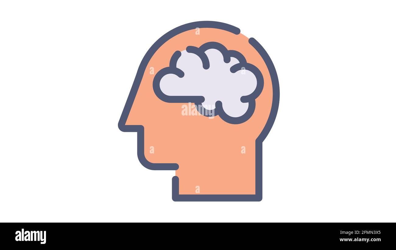 thought imagination brain intellect single isolated icon with flat dash ...