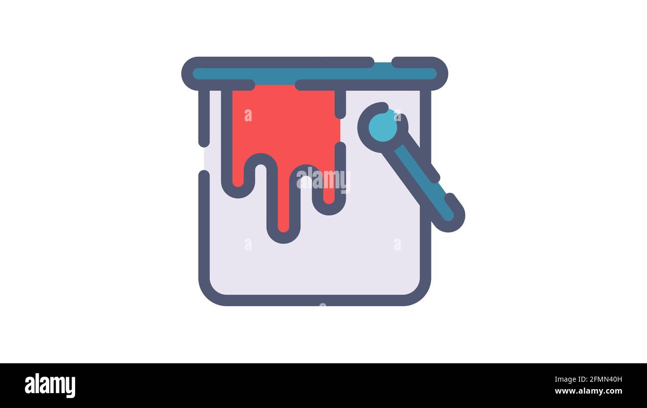 paint bucket color single isolated icon with flat dash or dashed style ...