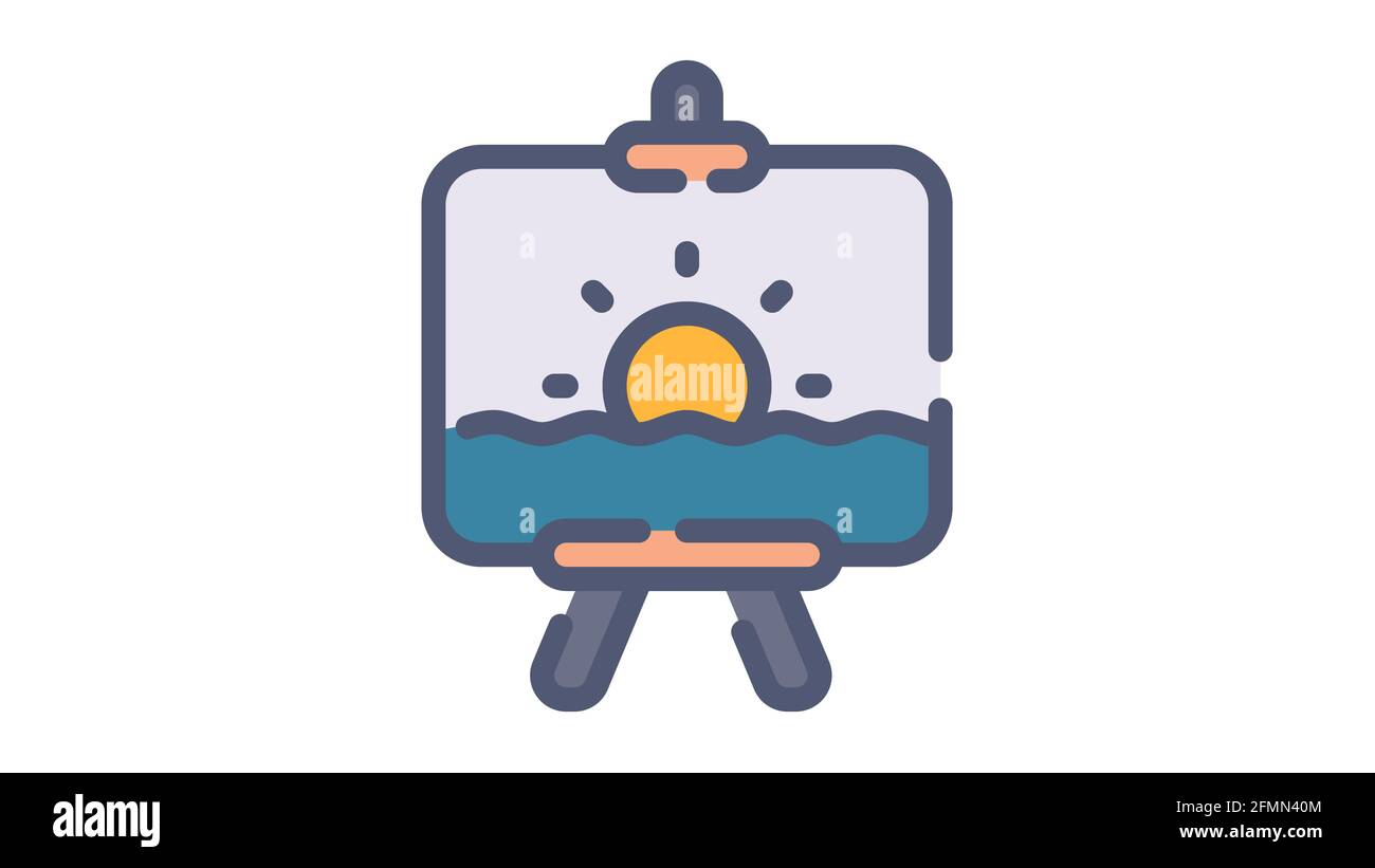 canvas art painting drawing single isolated icon with flat dash or ...