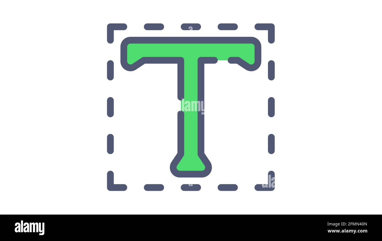 typography text tool single isolated icon with flat dash or dashed ...