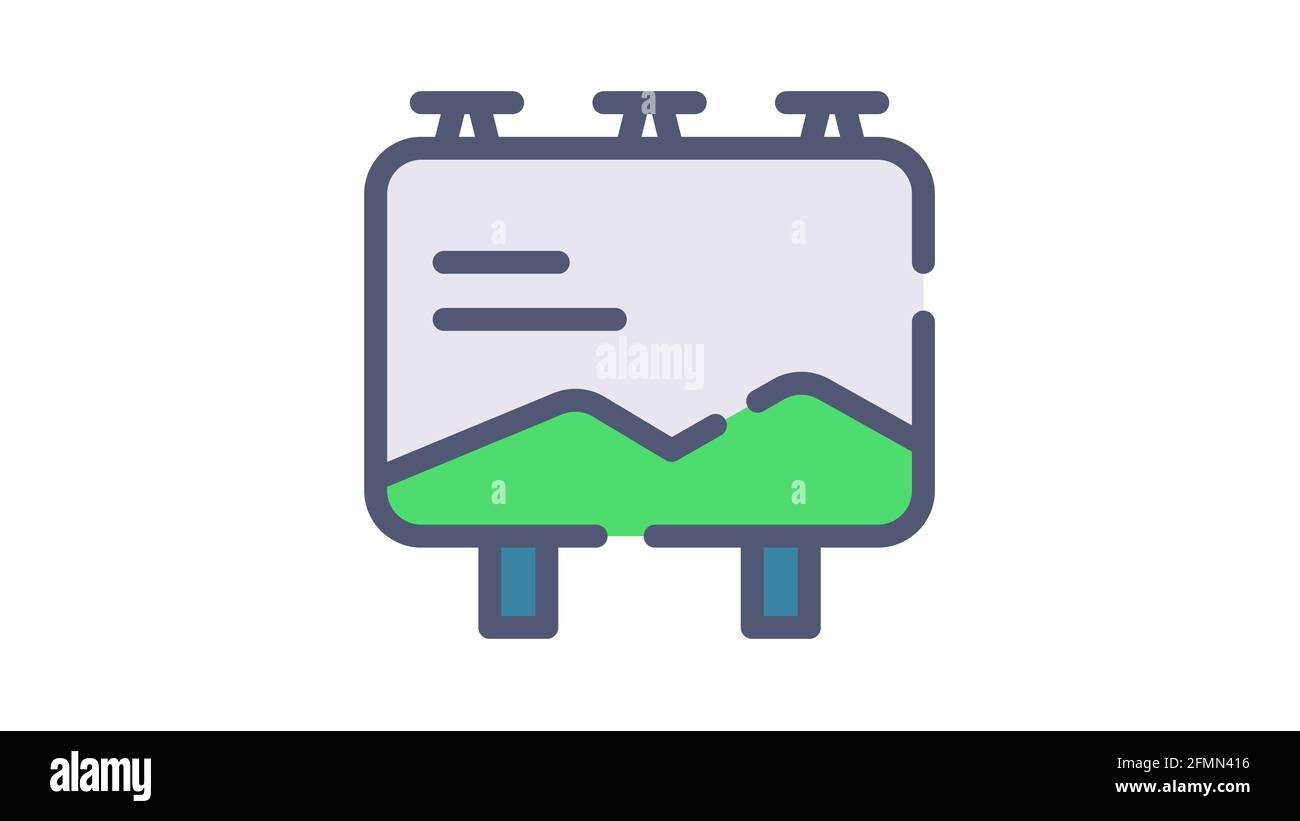 billboard signboard advertisement single isolated icon with flat dash or dashed style vector ...