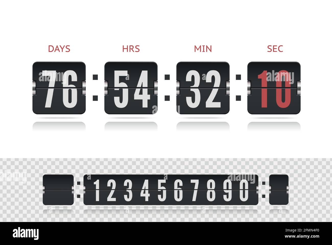 Vintage flip clock time counter vector template. Retro design score board clock template ...