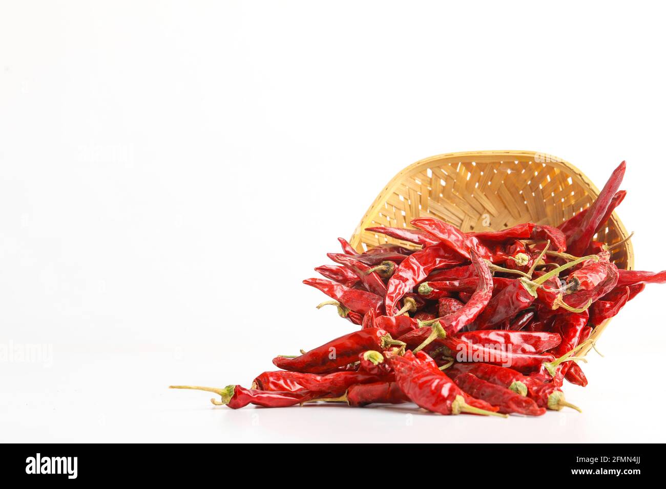 Dried red chilli and red chilli powder in glass bowl and wooden spoon ...