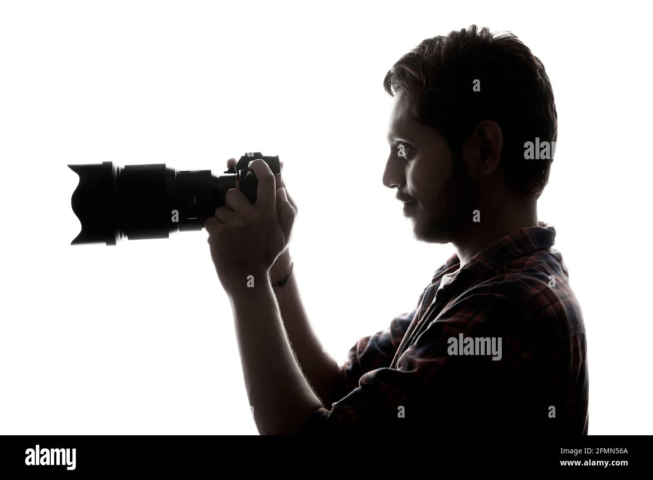 Photographer With Camera on white background Stock Photo - Alamy