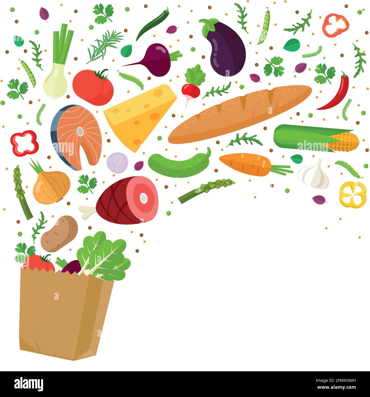 Full paper bag food Stock Vector Images - Alamy