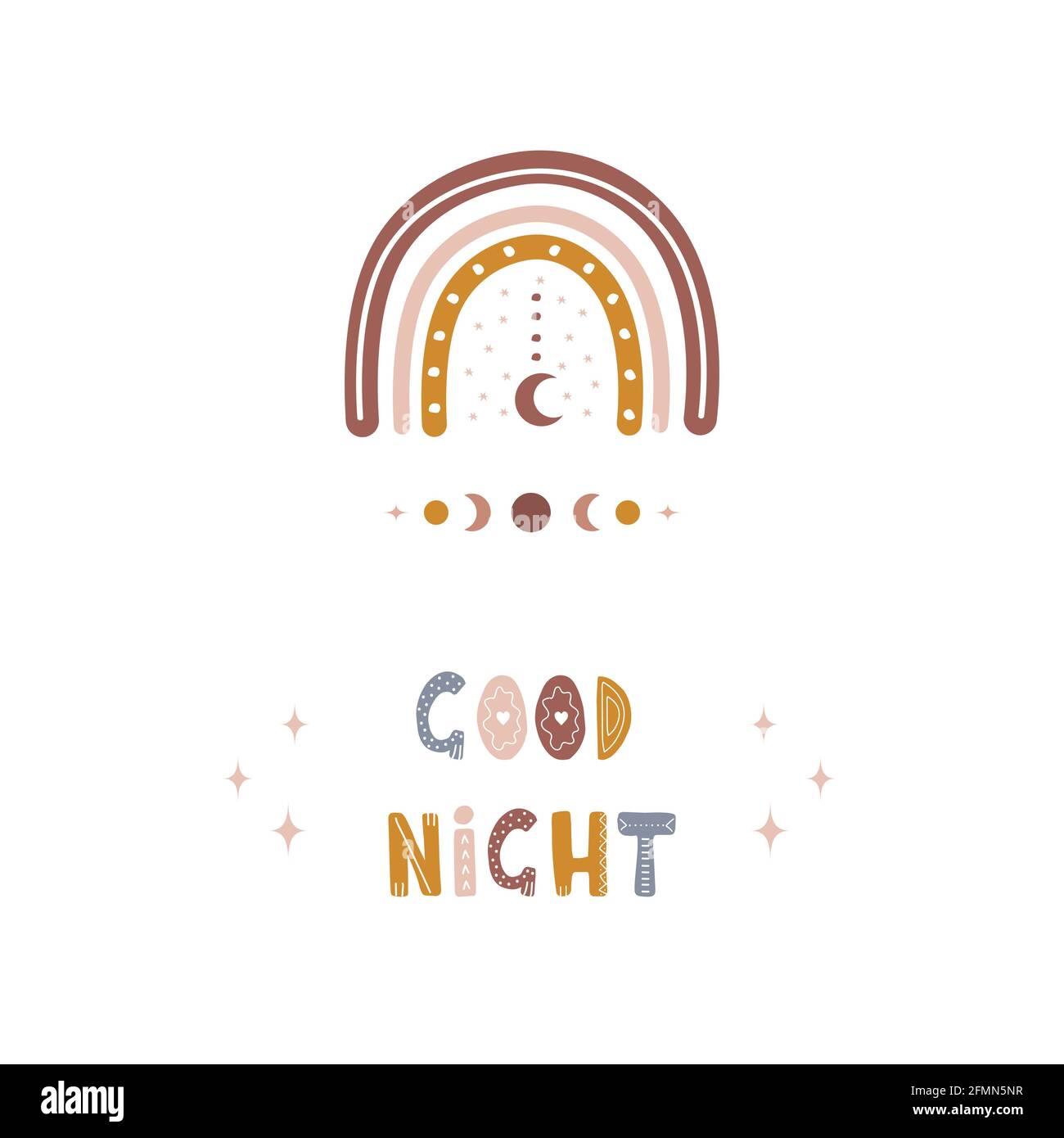 Rainbow boho poster. Good night. Scandinavian design for children ...