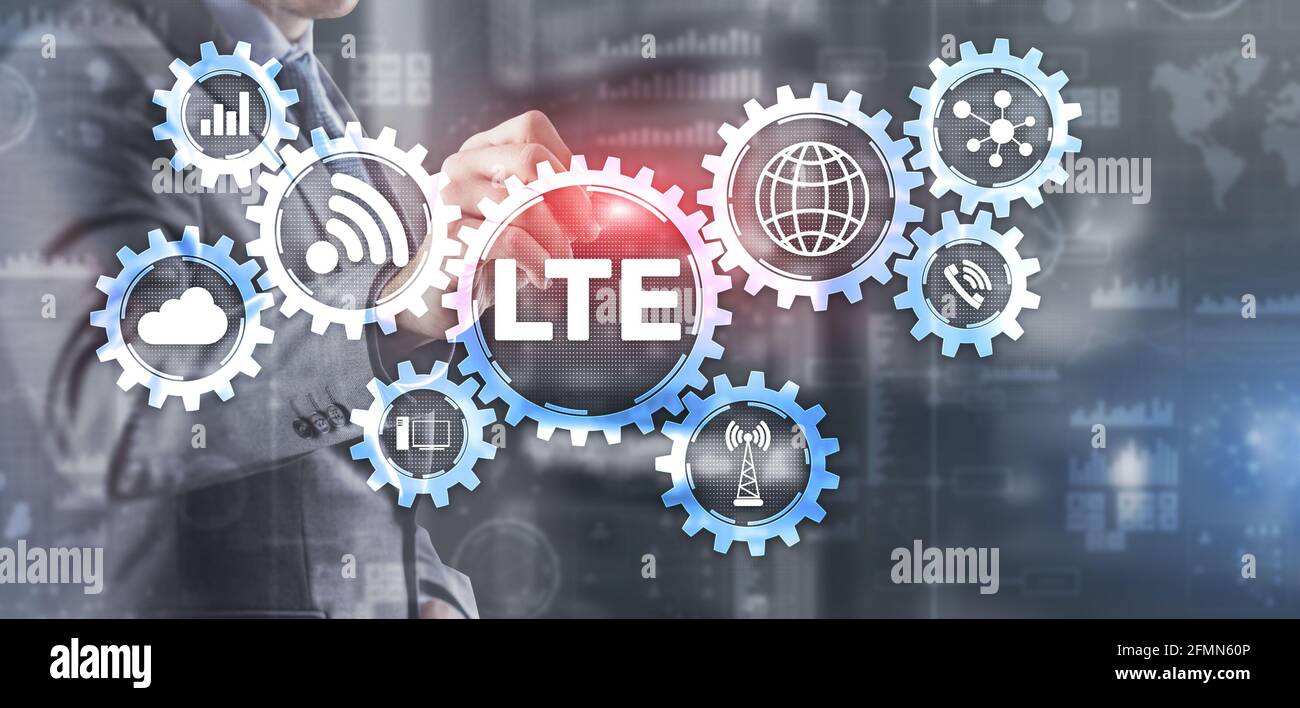 LTE Mobile and telecommunication technology concept on virtual screen ...