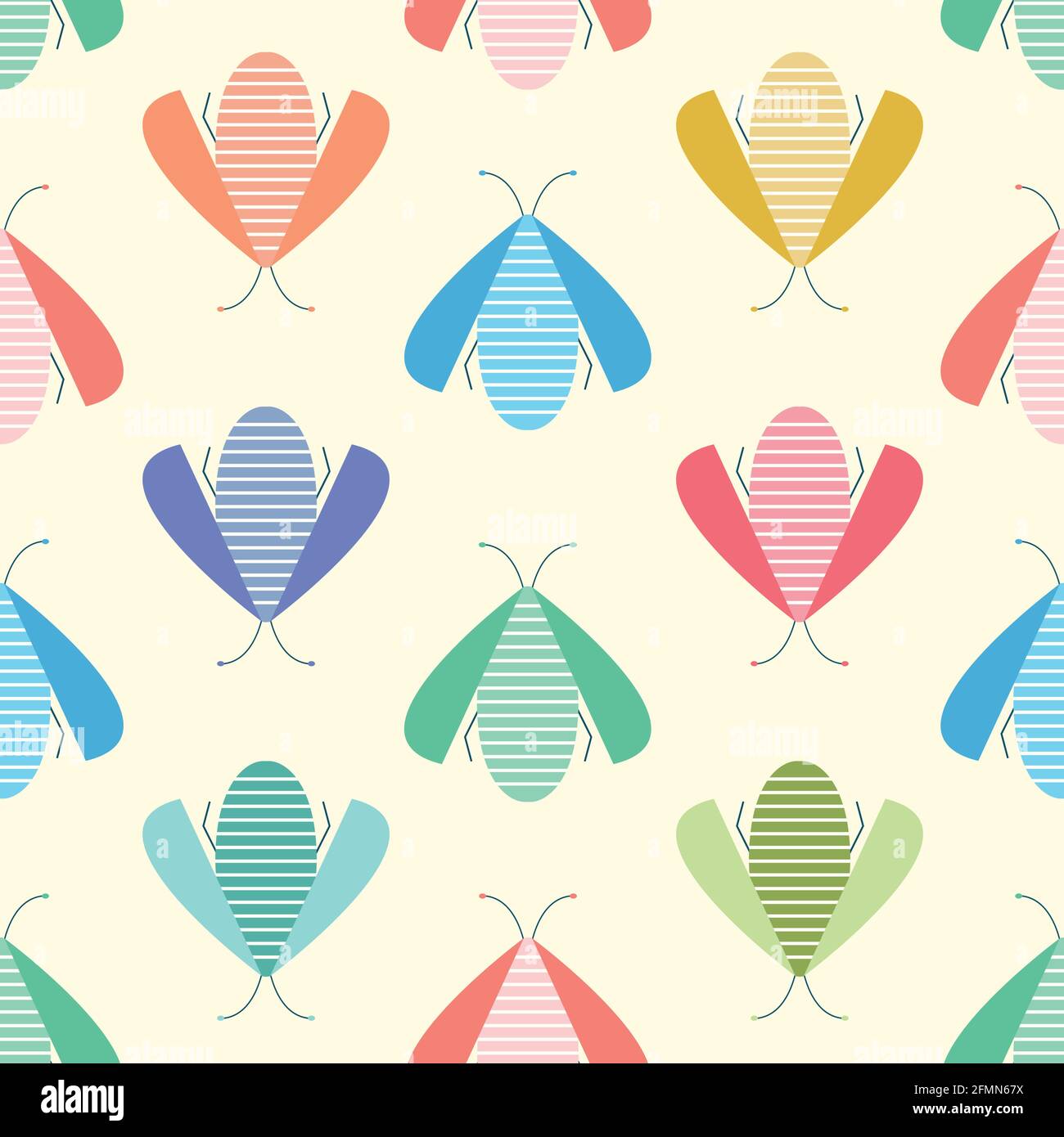 Bug vector background design. Bright and colourful insect seamless ...