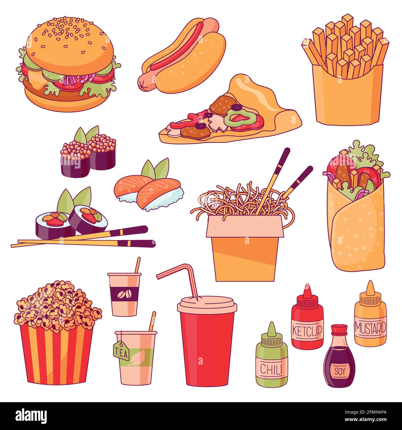 Mexican food hamburger fries Cut Out Stock Images & Pictures - Alamy