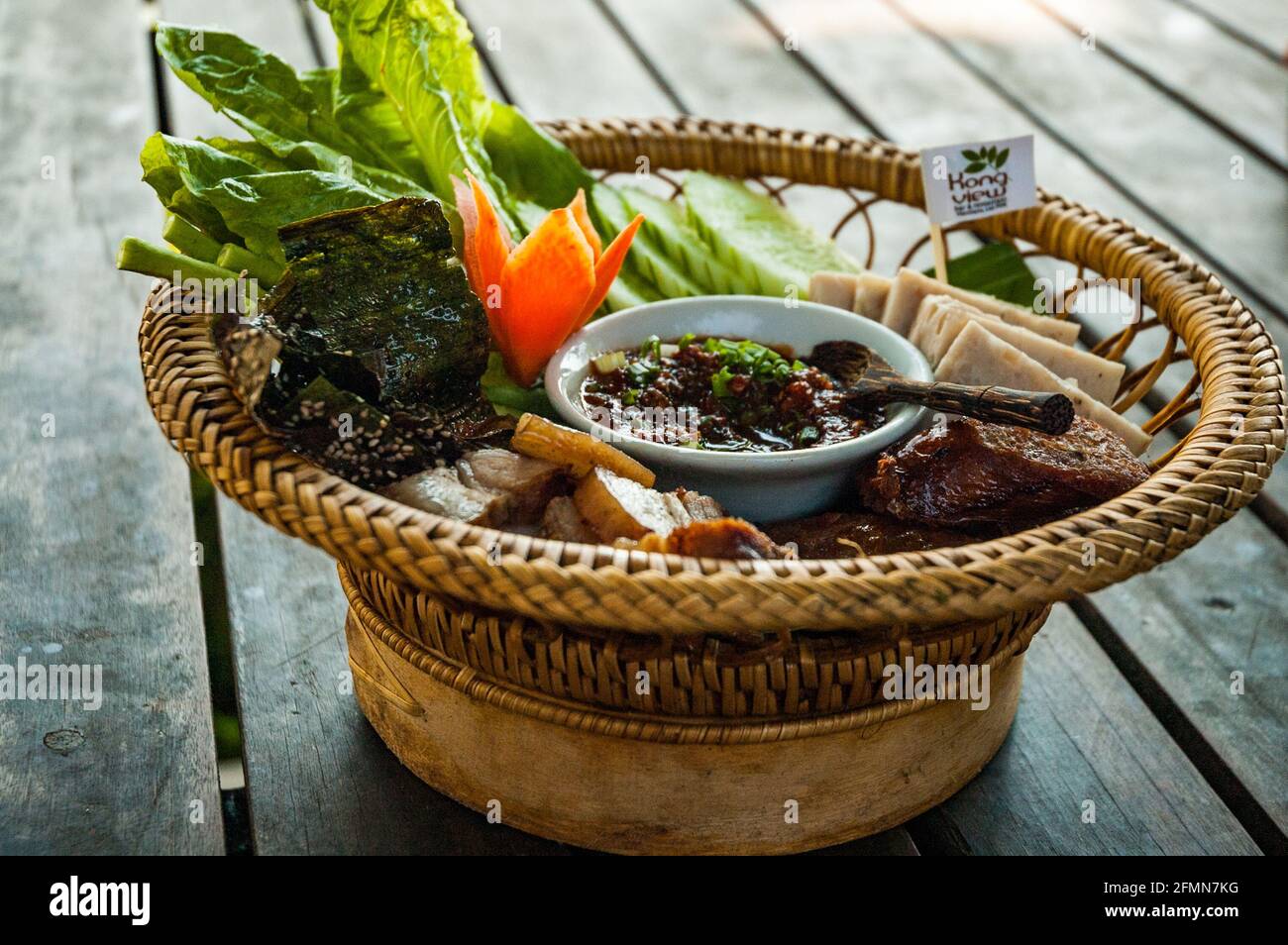 Lao starter selection at Kong View restaurant by the Mekong in ...