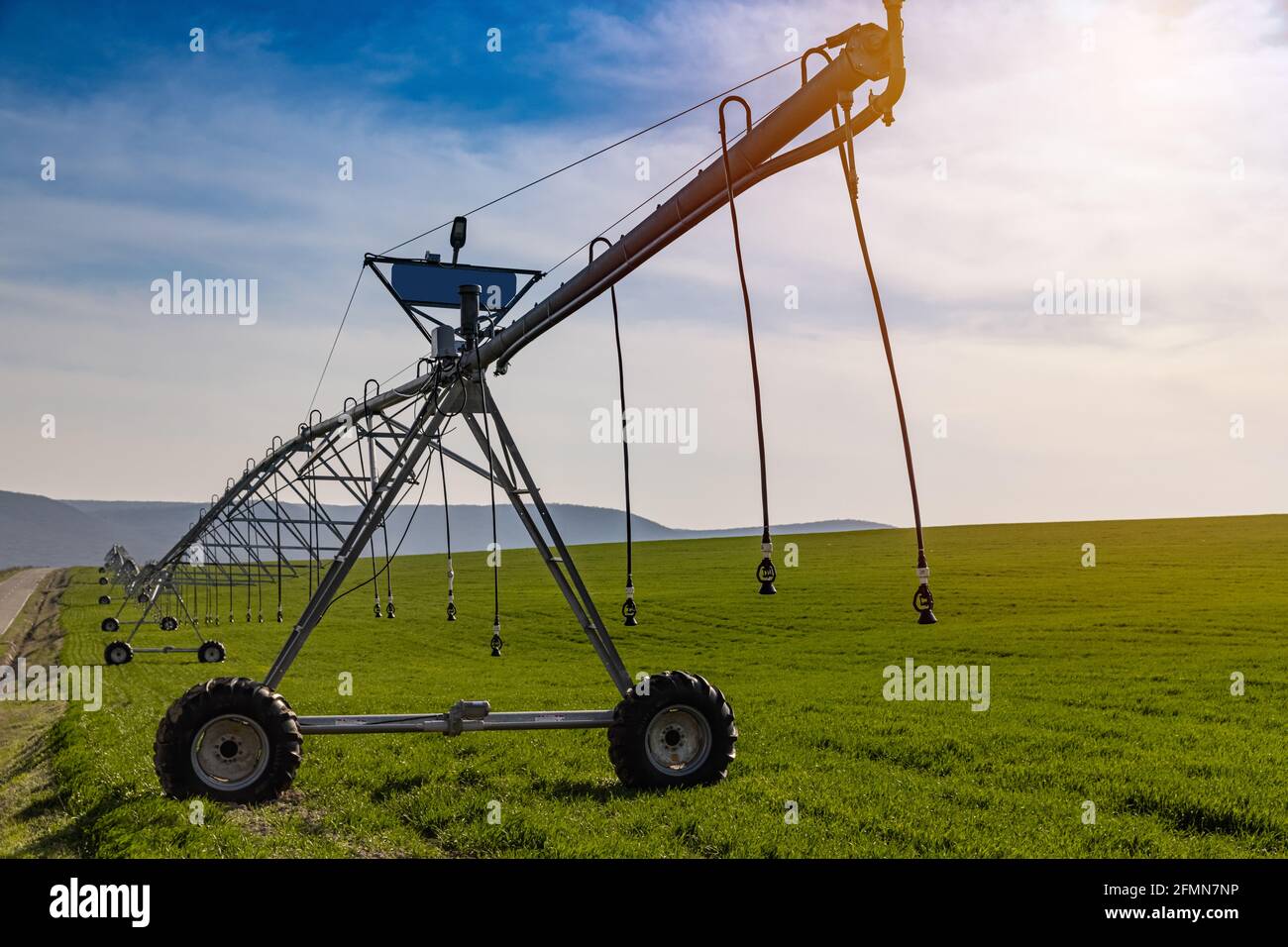 Irrigation system for farming. Irrigation system in the field Stock ...