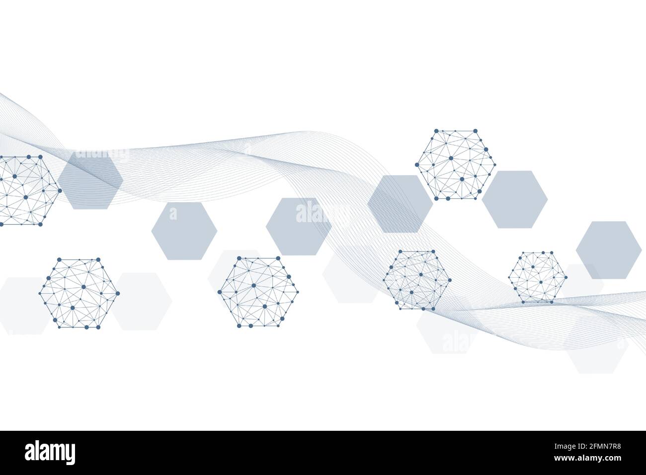 Hexagonal abstract background. Big Data Visualization. Global network connection. Medical ...