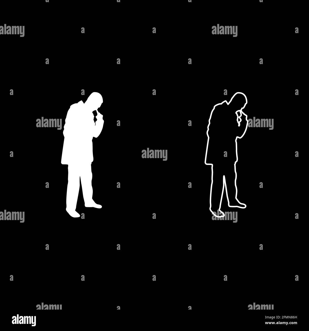 Man poking in nose use finger Male cleans nasal passages silhouette ...