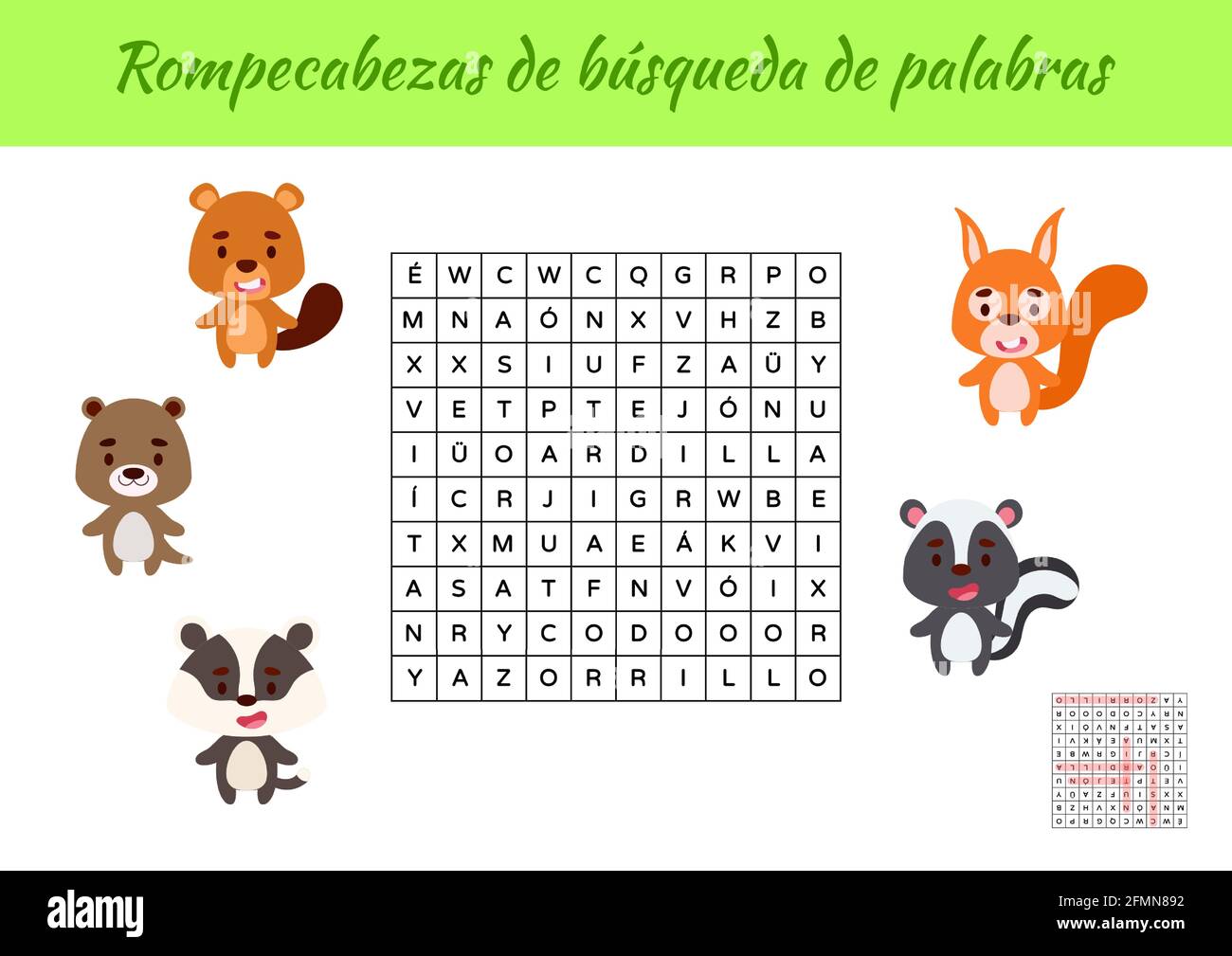 Rompecabezas de búsqueda de palabras - Word search puzzle. Educational ...