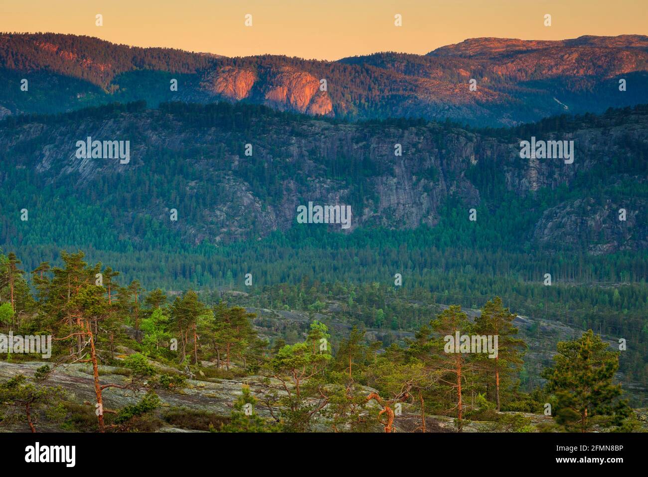 Early morning light on the beautiful landscape seen from Måfjell in ...