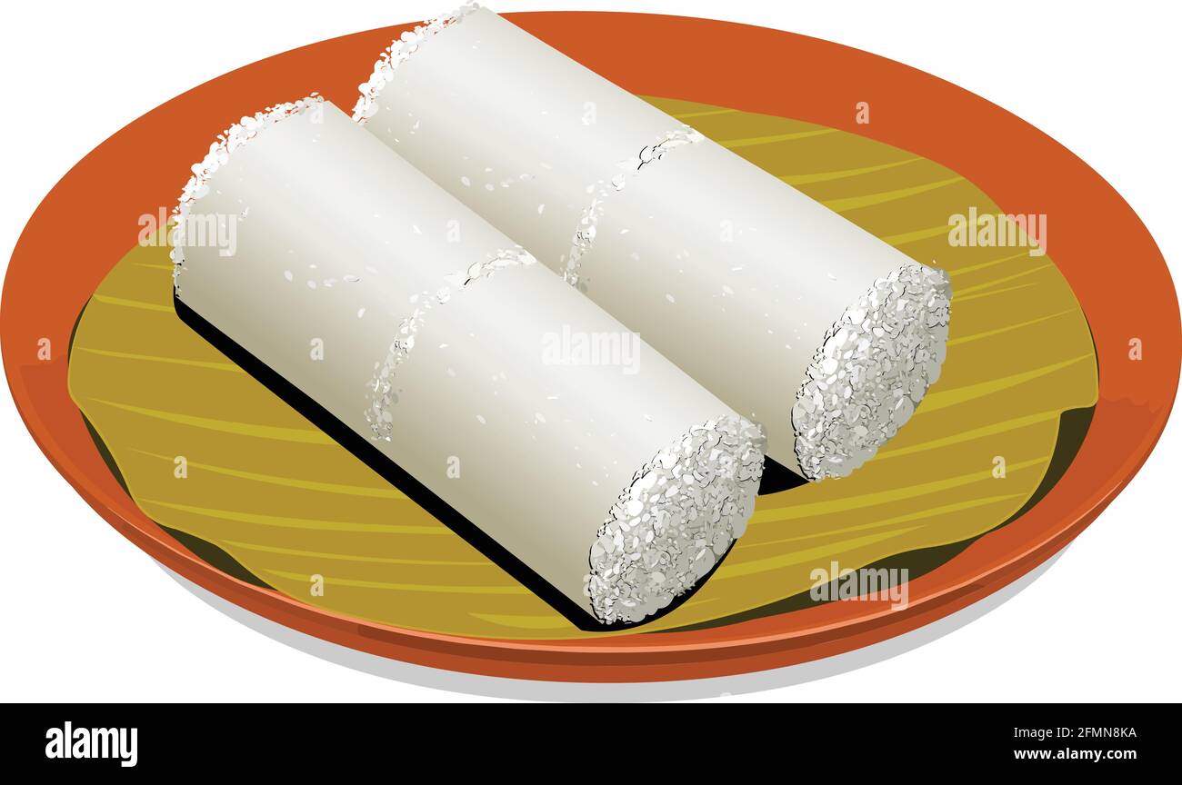 Vector illustration of White rice puttu -Kerala special breakfast items ...