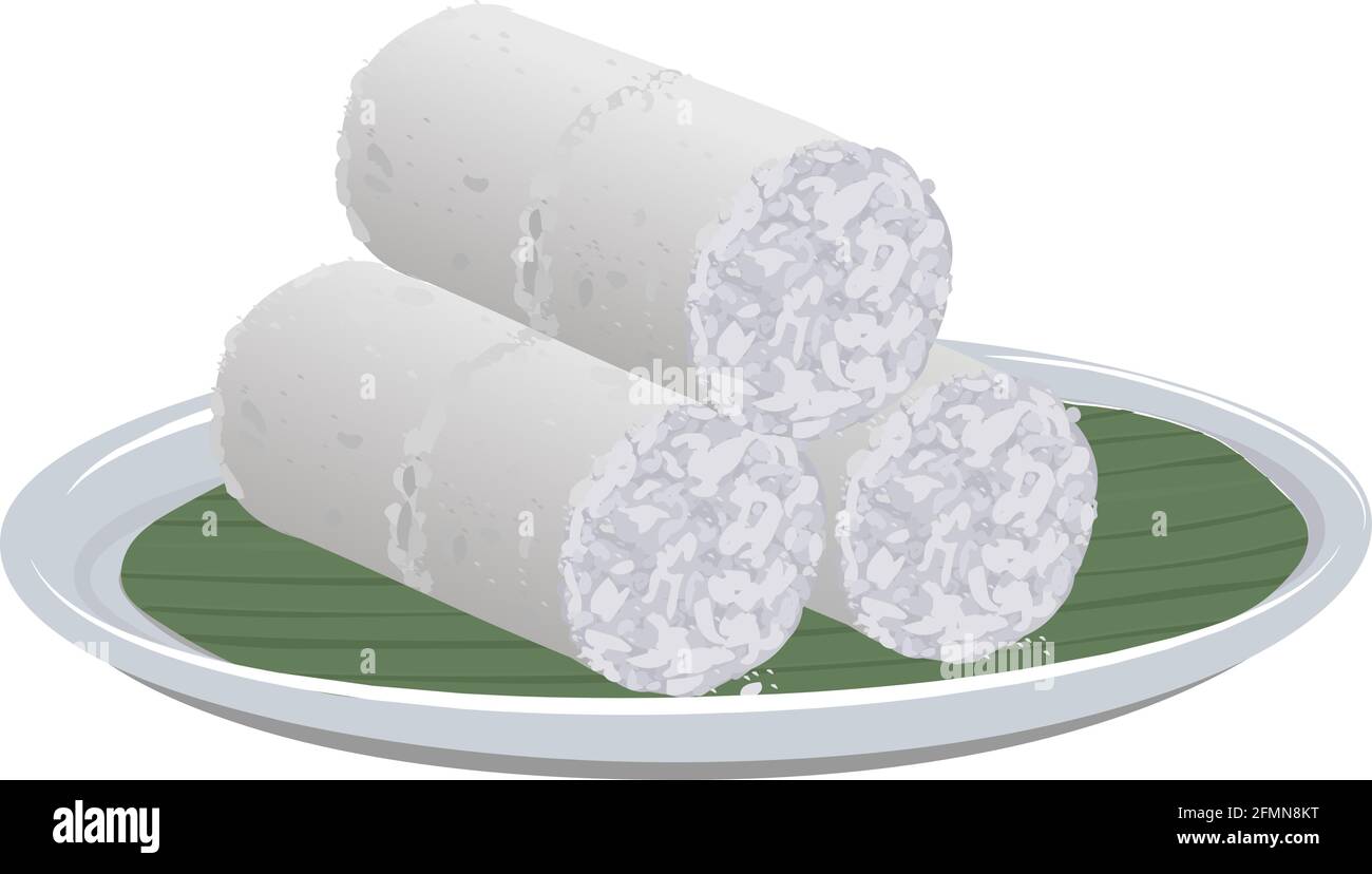 Vector illustration of White rice puttu -Kerala special breakfast items ...