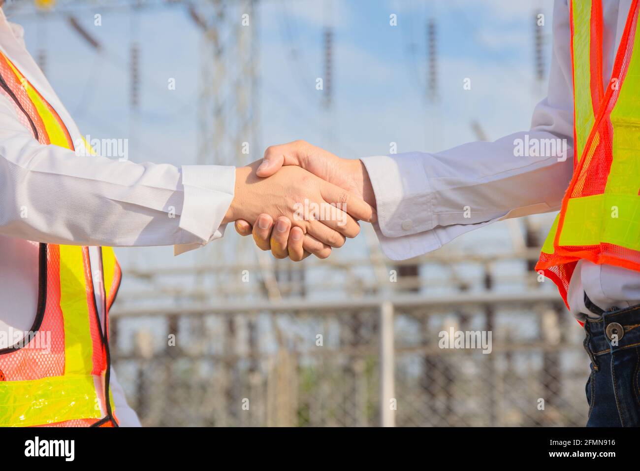 Close up Hand shake teamwork, Engineer shake hand teamwork Stock Photo ...