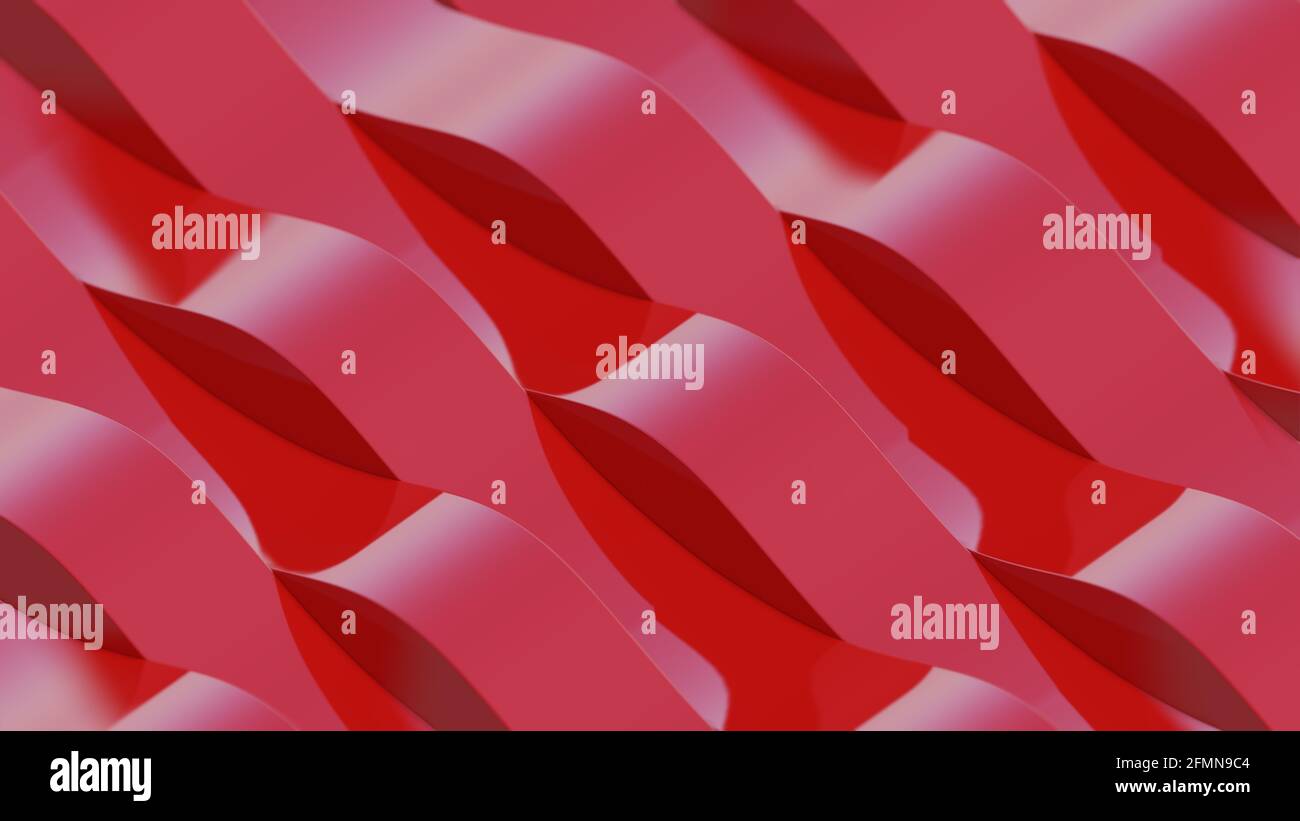 Red stripes in waves. 3D illustration Stock Photo - Alamy