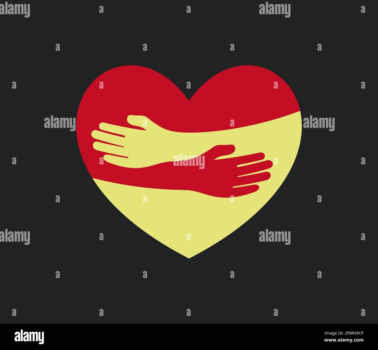 Human hugs in heart shape, hugging hands support and love symbol hugged ...