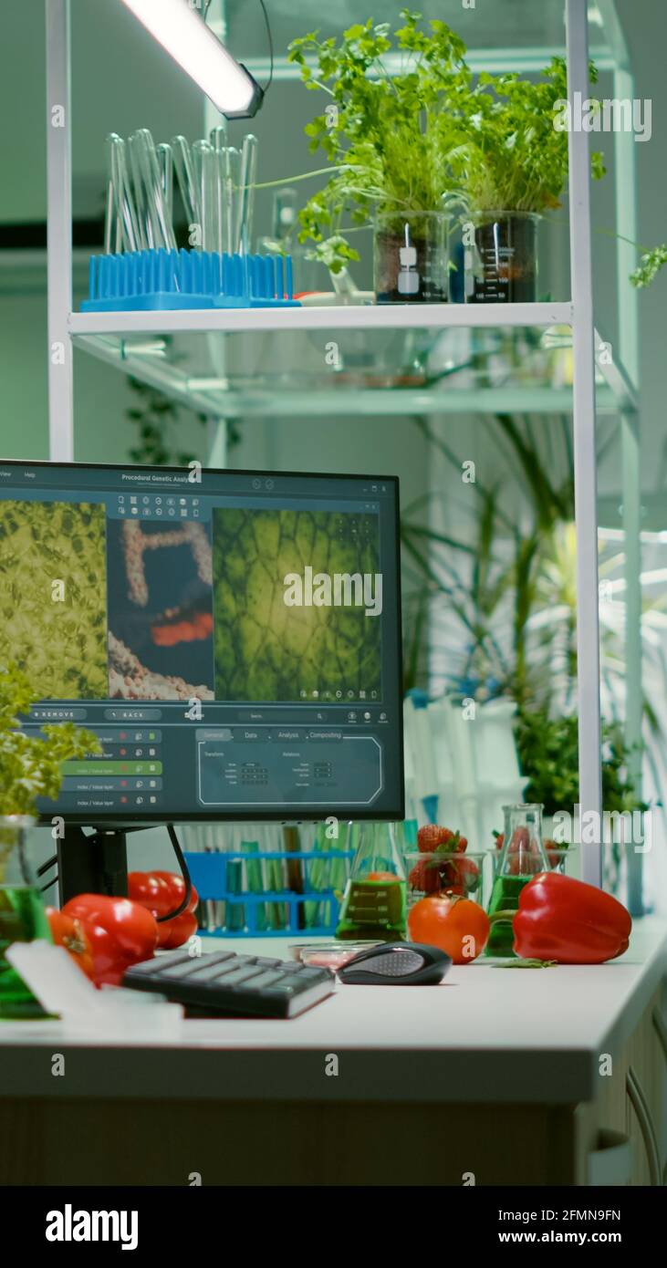 Empty laboratory with nobody in it prepared for genetic test using ...