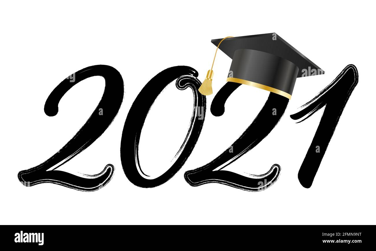 2021 numeral black text hand lettering. Dry brush texture effect ...