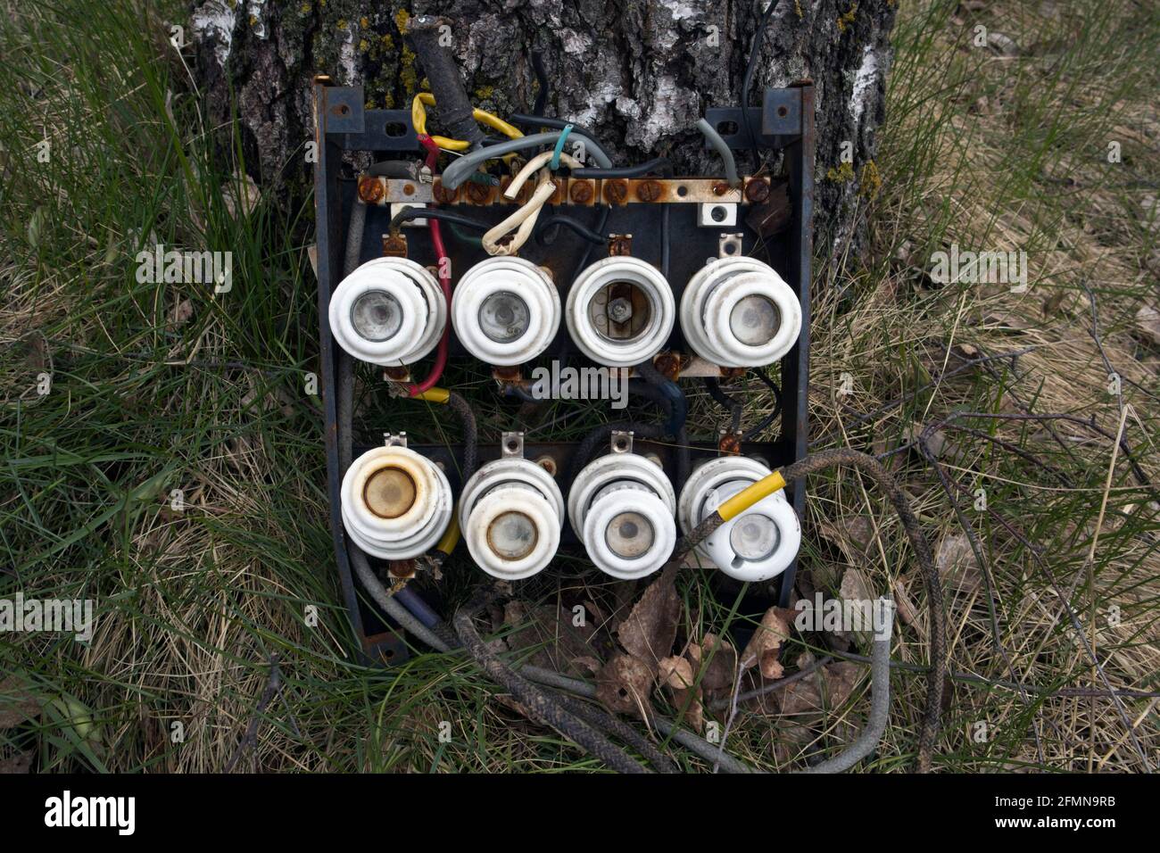 Abandoned part of fuse box outdoors Stock Photo - Alamy