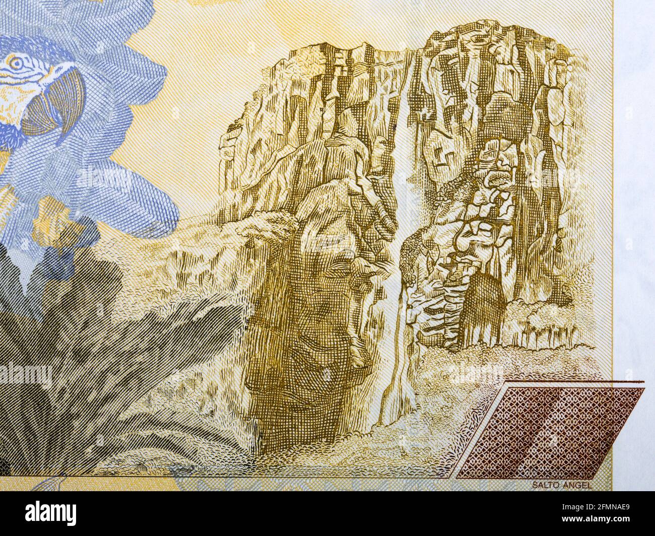 Salto Angel waterfall from Venezuelan money Stock Photo - Alamy