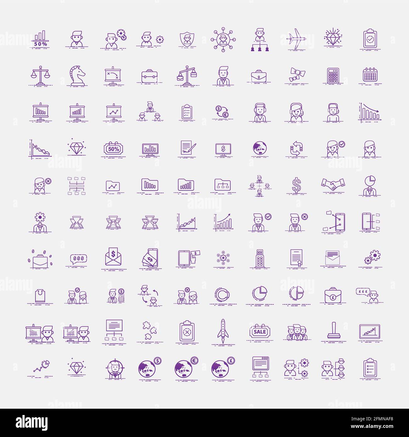 100 Modern Business Gradient Outline Icon Set Vector Stock Vector Image ...