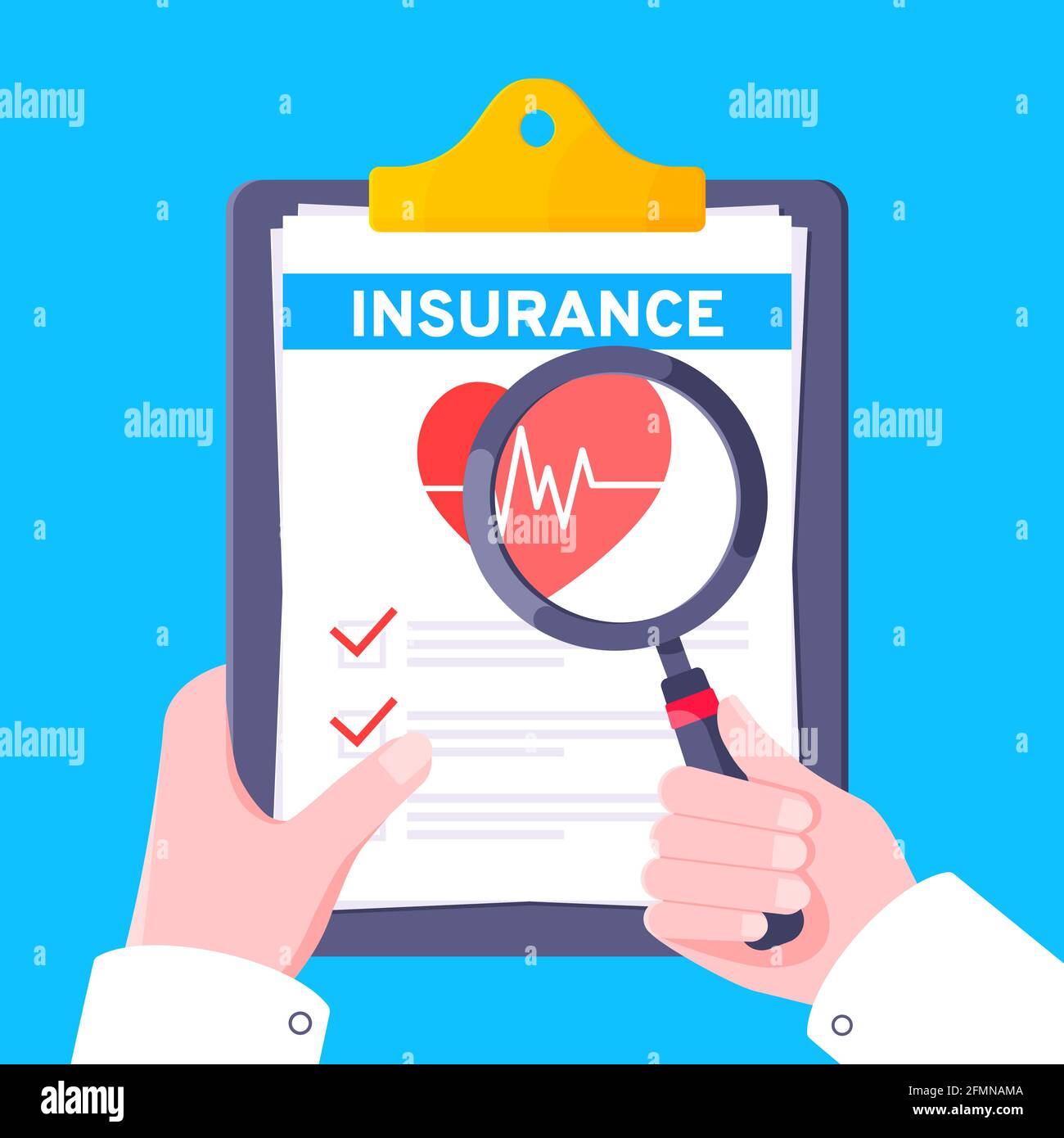 Hand hold medical insurance claim form paper sheets, doctor hand with ...