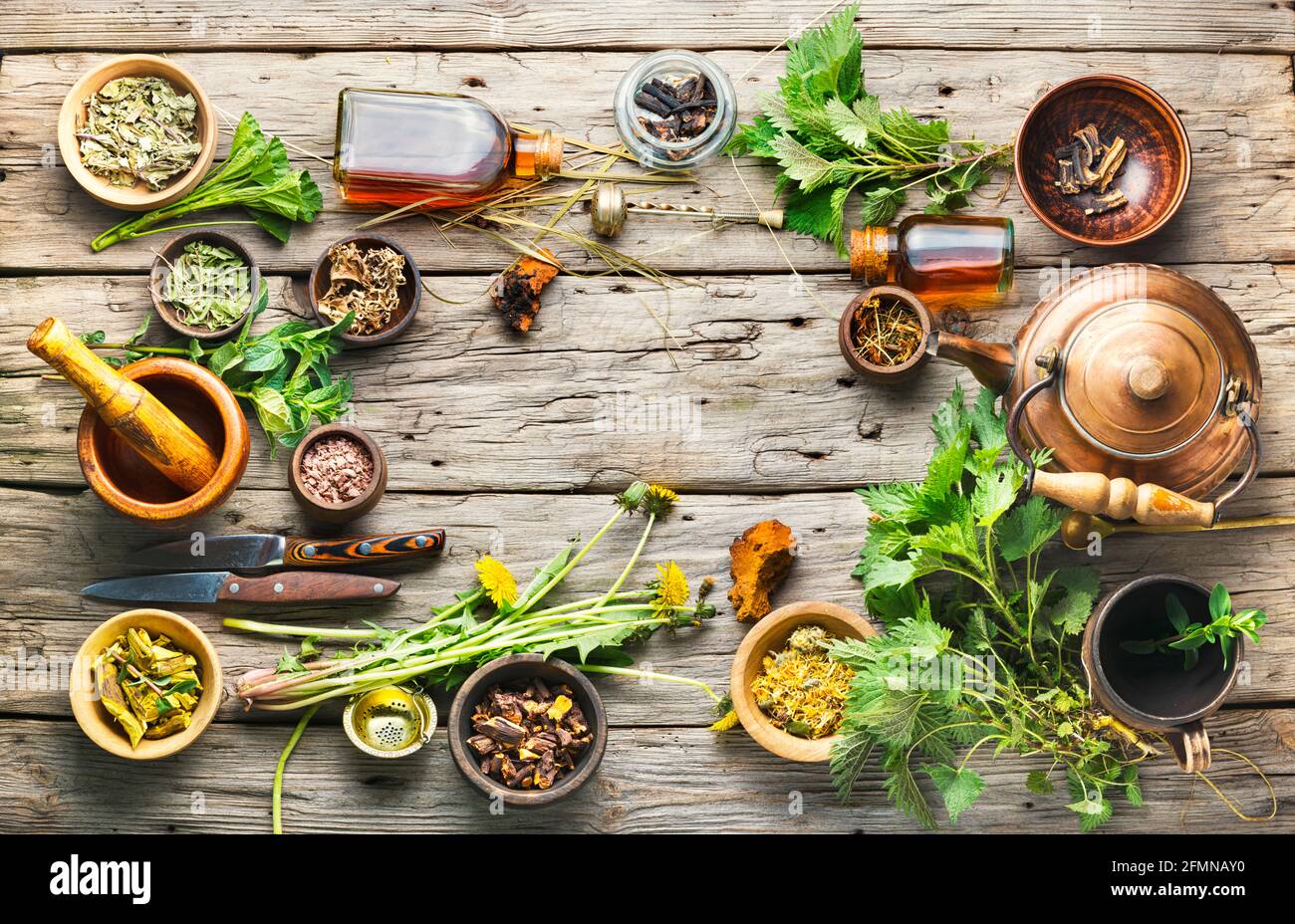 Fresh and dry healing herbs and medicinal plants.Herbal medicine ...