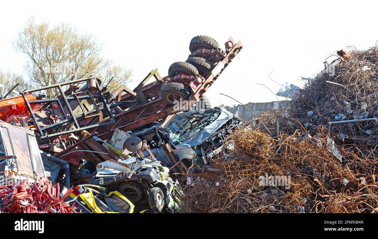 Scrapyard, lot of metal waiting to be processed Stock Photo - Alamy