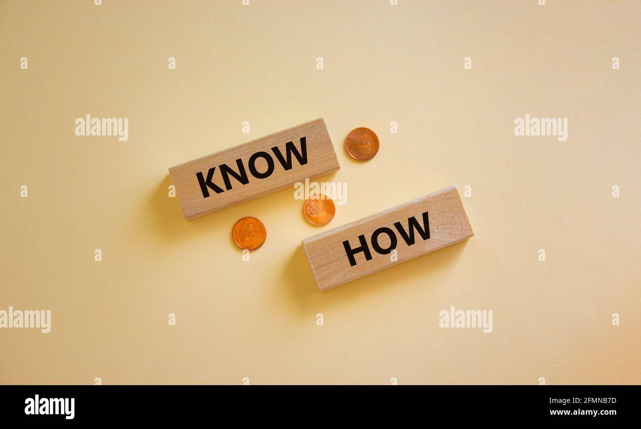 Know how symbol. Wooden blocks with words 'Know how' on beautiful white ...