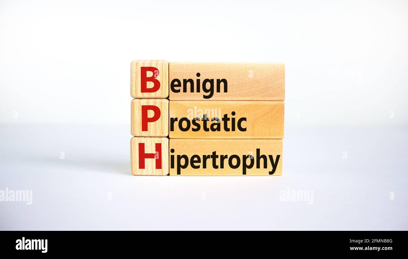 Medical and BPH, Benign Prostatic Hypertrophy symbol. Wooden blocks ...