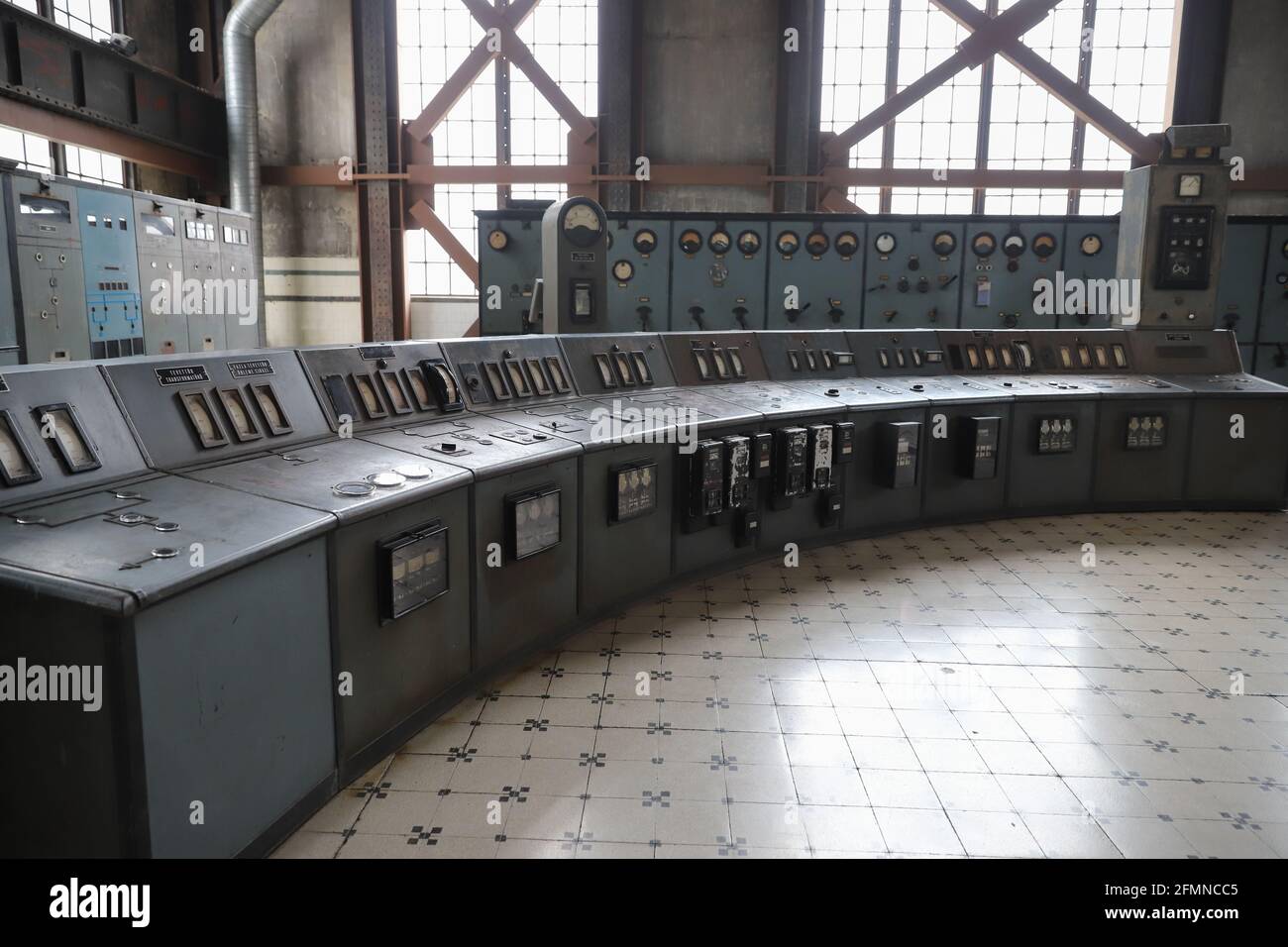 Control Panel of an old Power Plant Stock Photo - Alamy