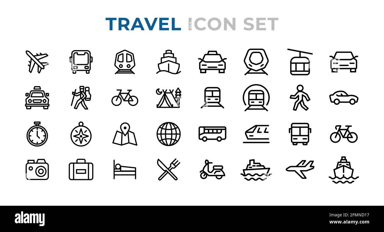 Travel and Vehicle Icon Set Vector Stock Vector Image & Art - Alamy