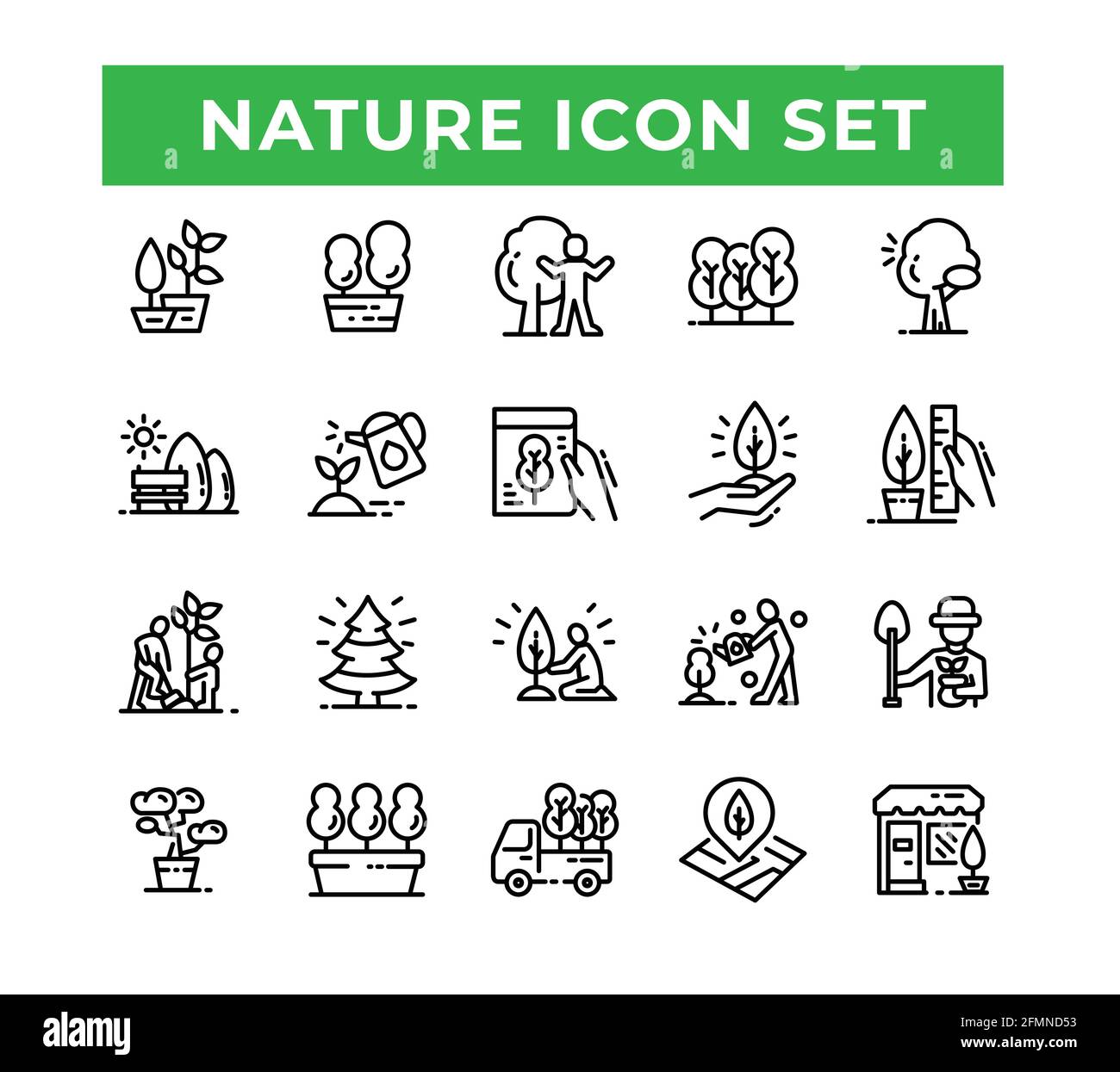 Tree and Nature Outlined Icon Set Vector Stock Vector Image & Art - Alamy