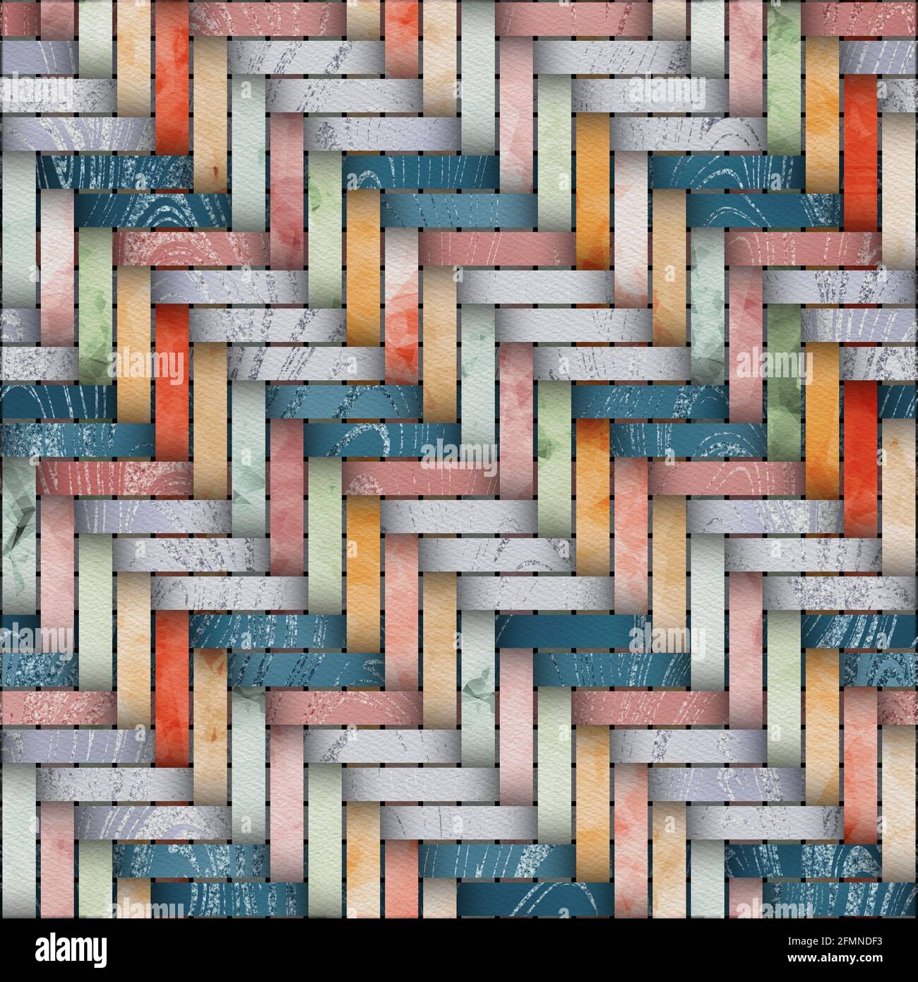 Seamless weave strip colorful ribbon pattern print Stock Photo - Alamy