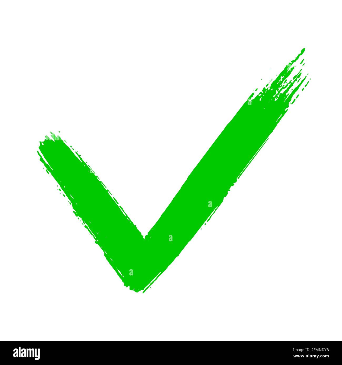 Dirty grunge hand drawn tick v with brush strokes vector illustration ...