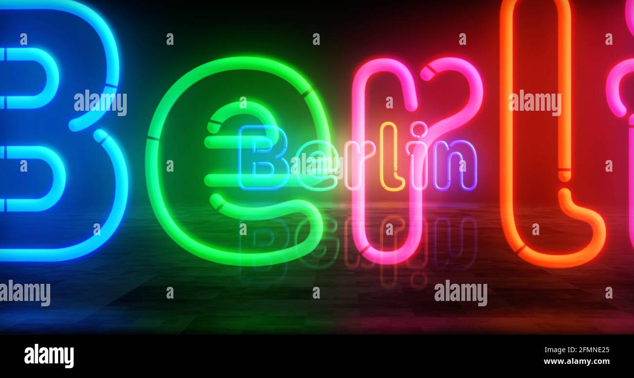 Berlin symbol neon symbol. Light color bulbs with romantic city sign ...