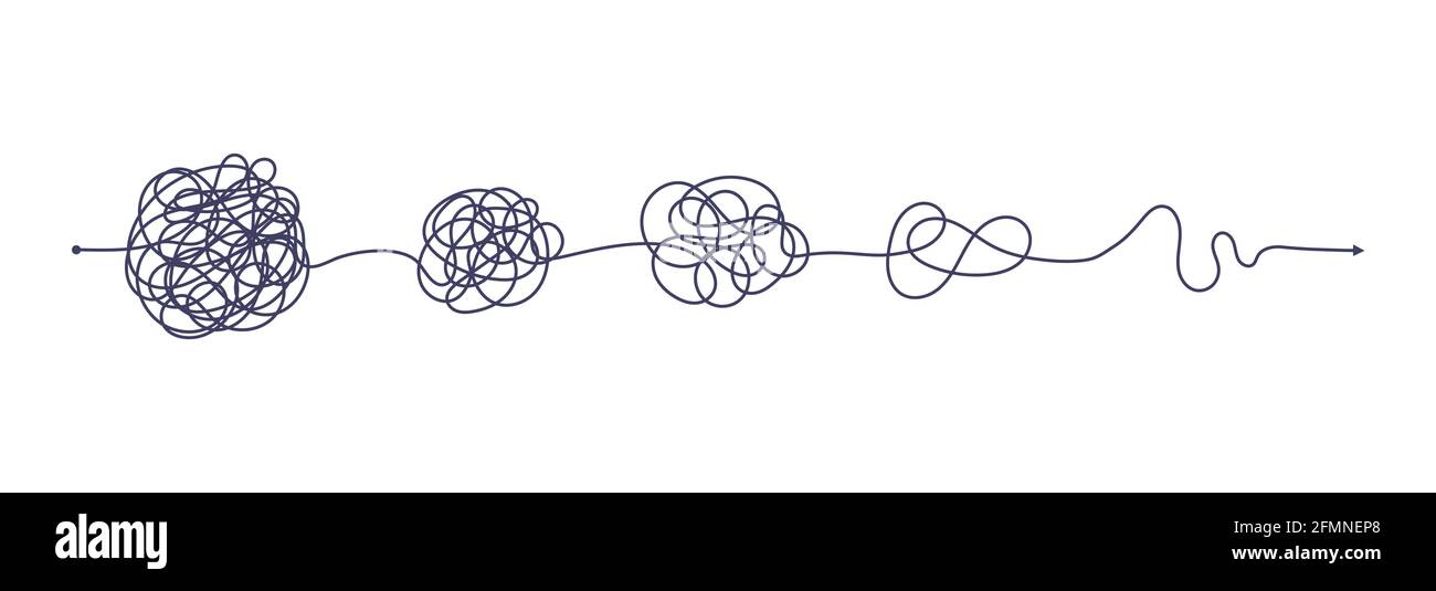 Chaos simplifying, problem solving and business solution searching challenge concept vector ...