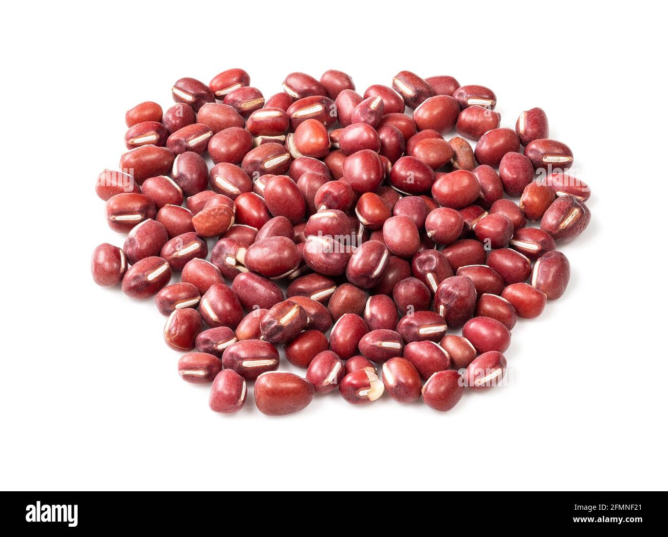 handful of raw red adzuki beans closeup on white background Stock Photo ...
