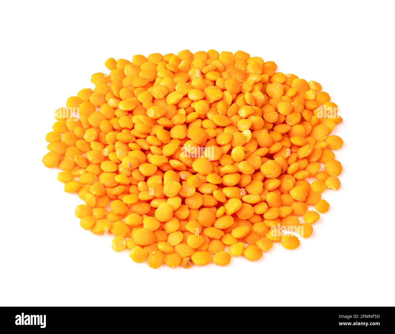 handful of hulled red lentils closeup on white background Stock Photo ...