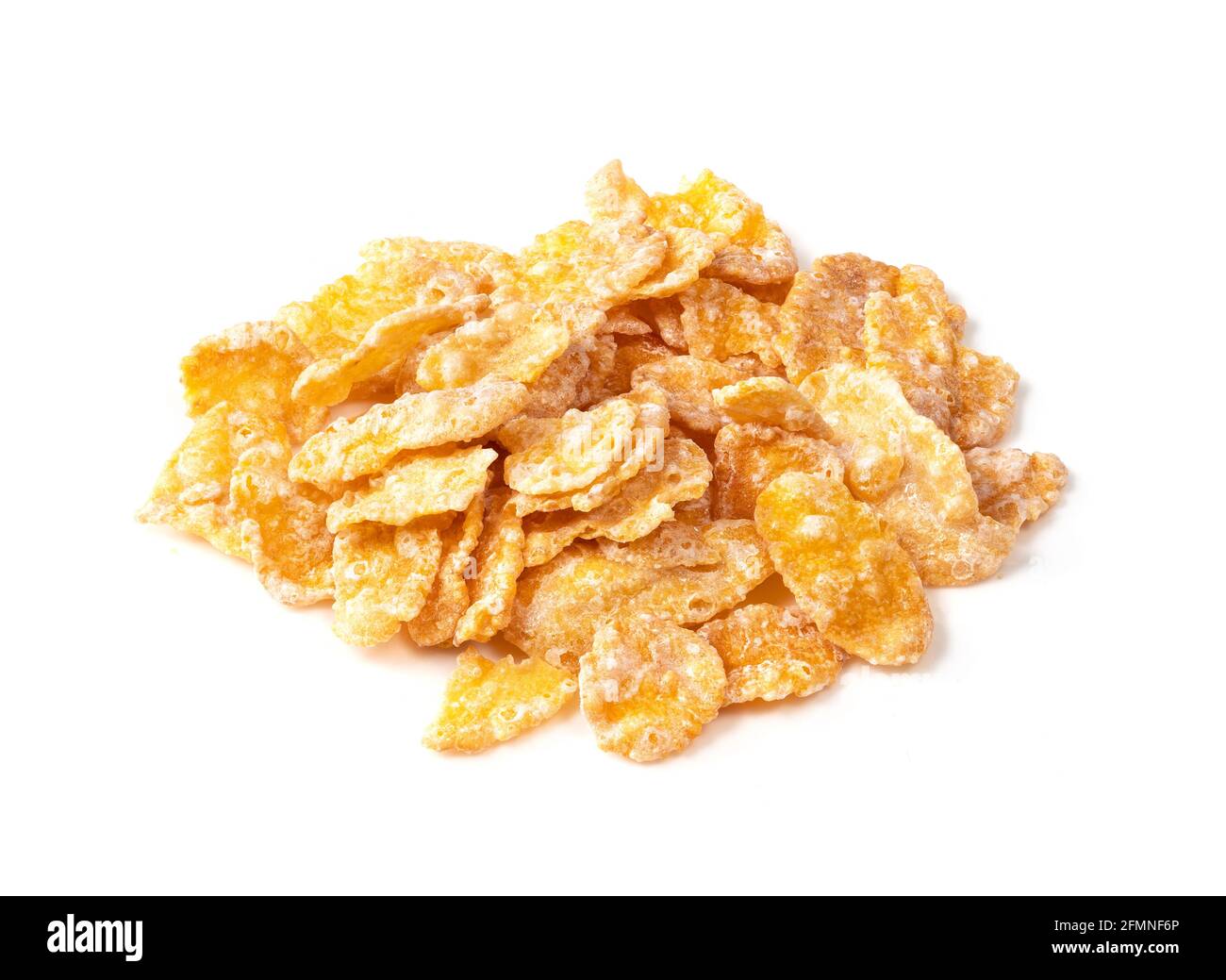 handful of sugar-coated cornflakes closeup on white background Stock ...