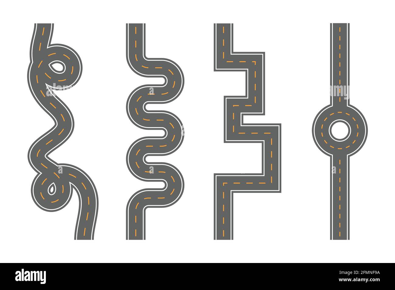 Vertical seamless roads on a white background, vector eps10 ...